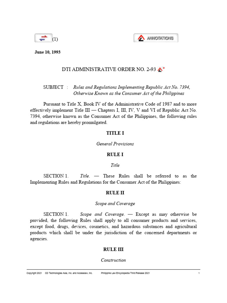 (Annex 'D') DTI AO No. 02-93 or The IRR of The Consumer Act of The ...