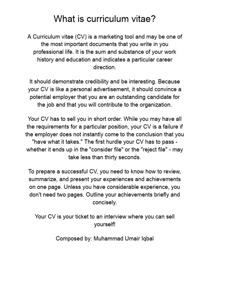 What Is Curriculum Vitae | PDF