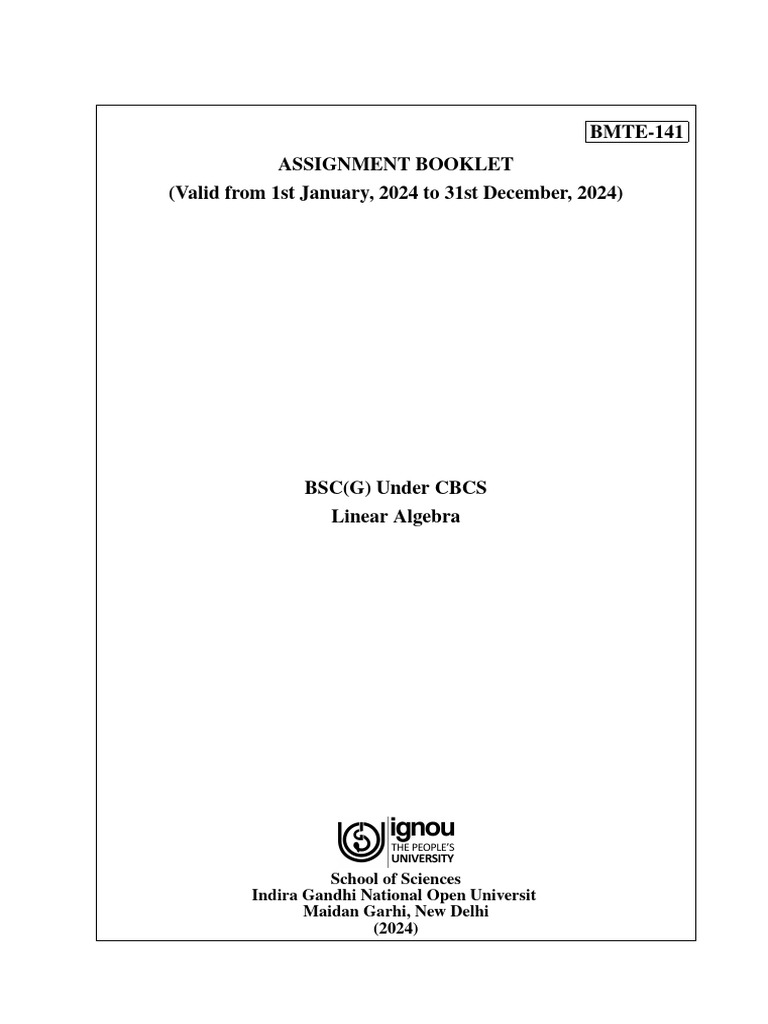 BMTE-141 | PDF | Basis (Linear Algebra) | Vector Space