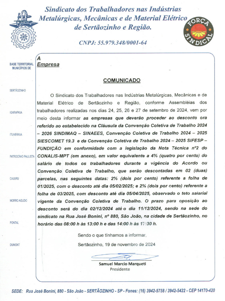 Comunicado Empresa | PDF