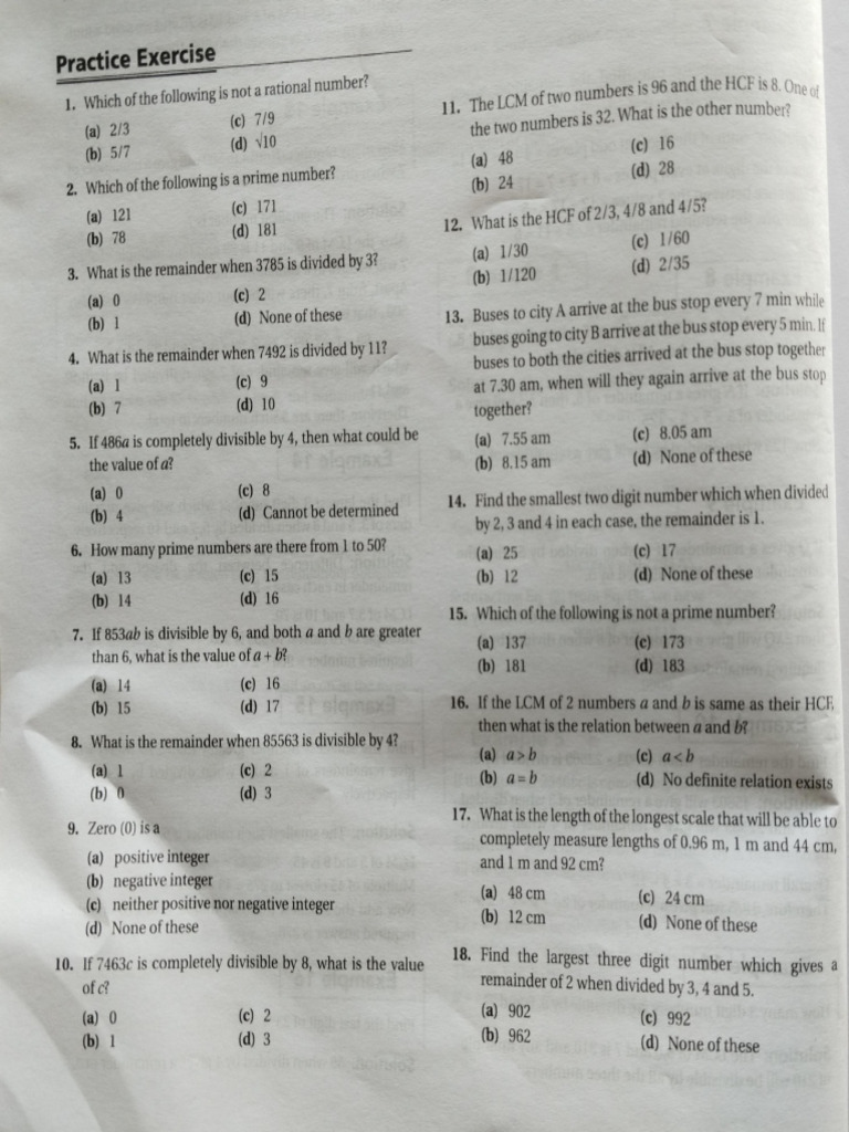 Number System Questions | PDF