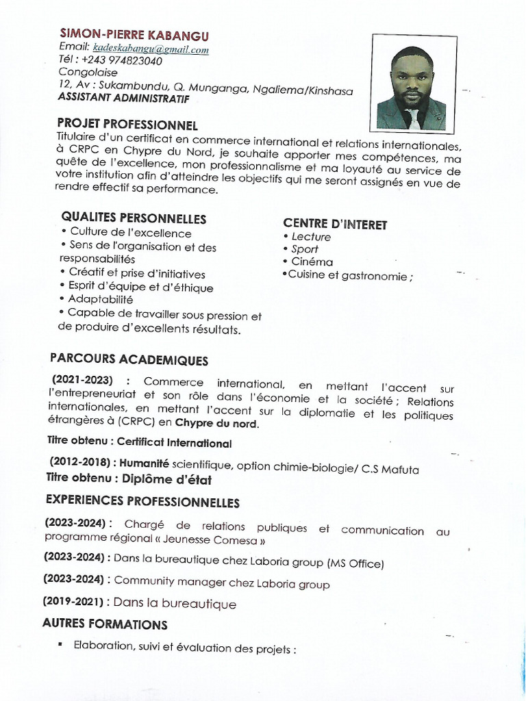 CV Simon Pierre | PDF