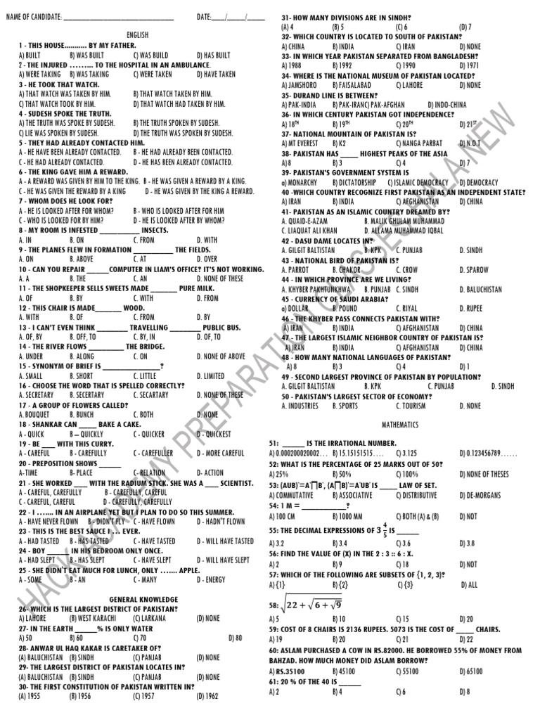 HPC Test 03 | PDF | Pakistan | Angle