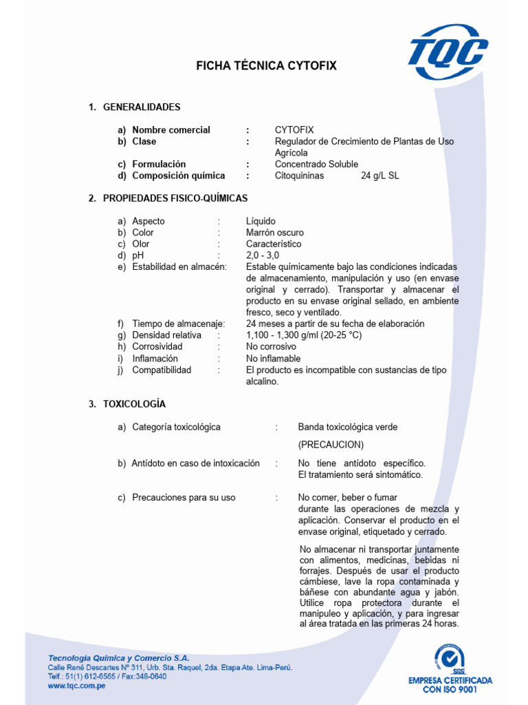 Ficha Tecnica Cytofix | PDF | Agua