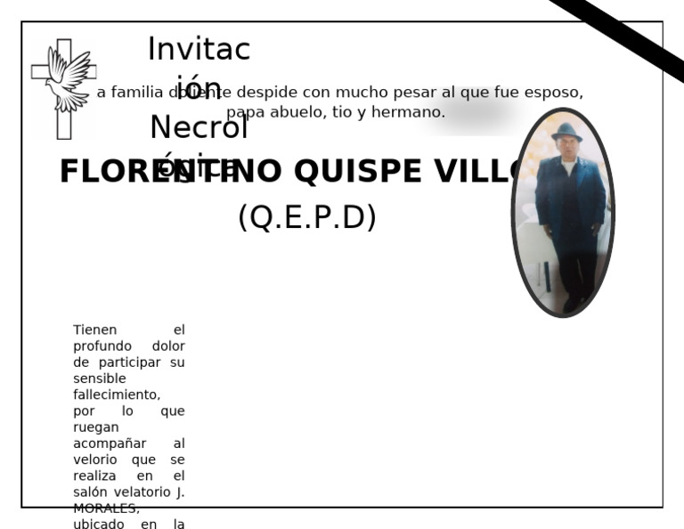 Invitación a Velorio de Florentino Quispe | PDF
