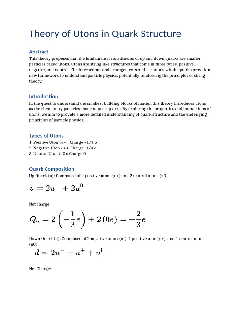 Theory of Utons in Quark Structurefinal | PDF | Elementary Particle ...