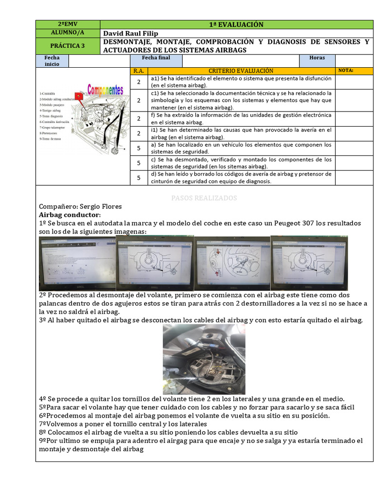 PRÁCTICA SSC David Raul Filip Airbag Este | PDF | Airbag | Transporte