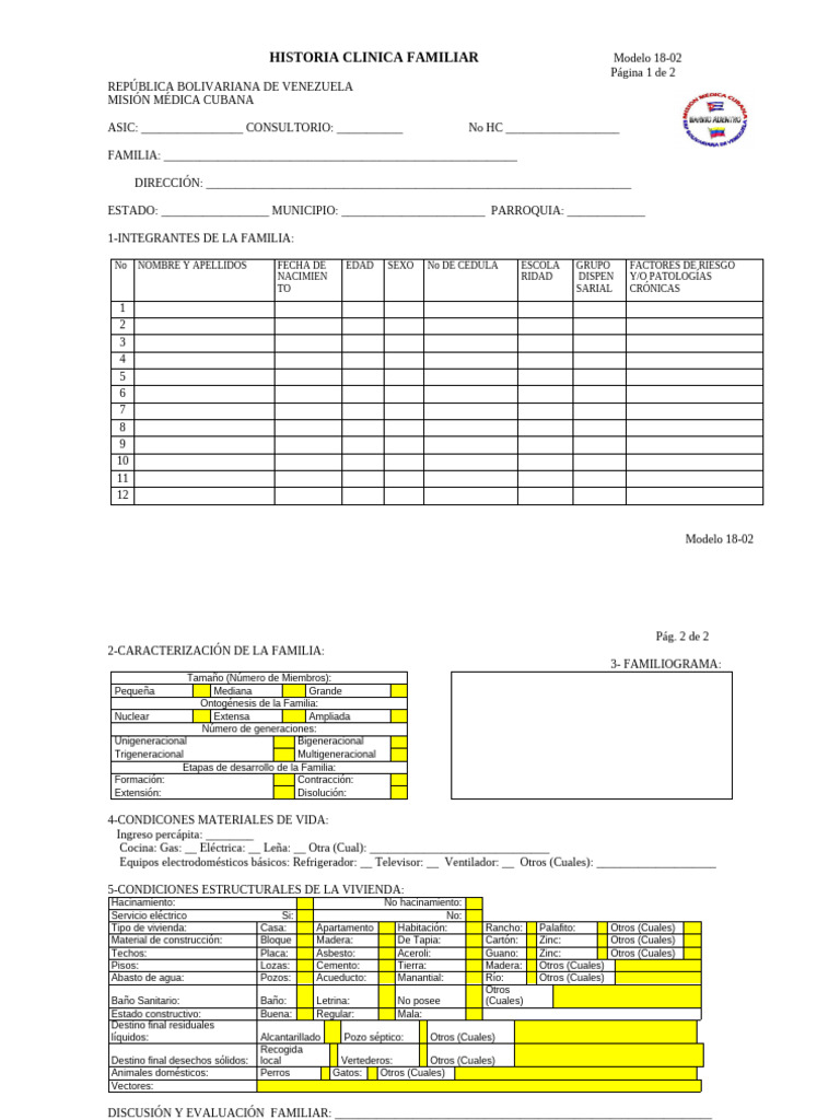 Historia Clinica Familiar Modelo 18-02 | PDF