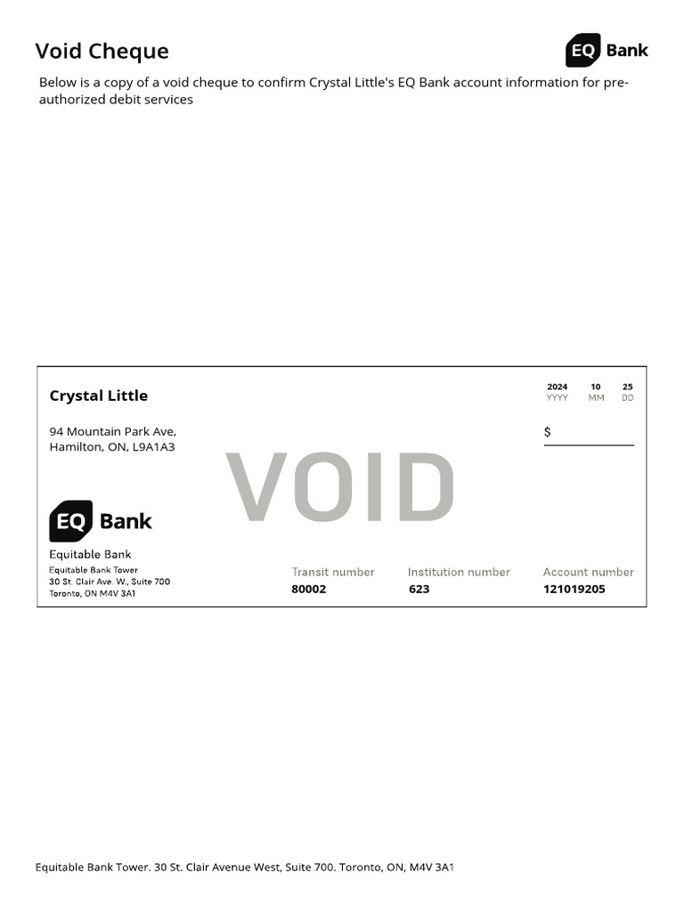 Void Cheque for Crystal Little | PDF
