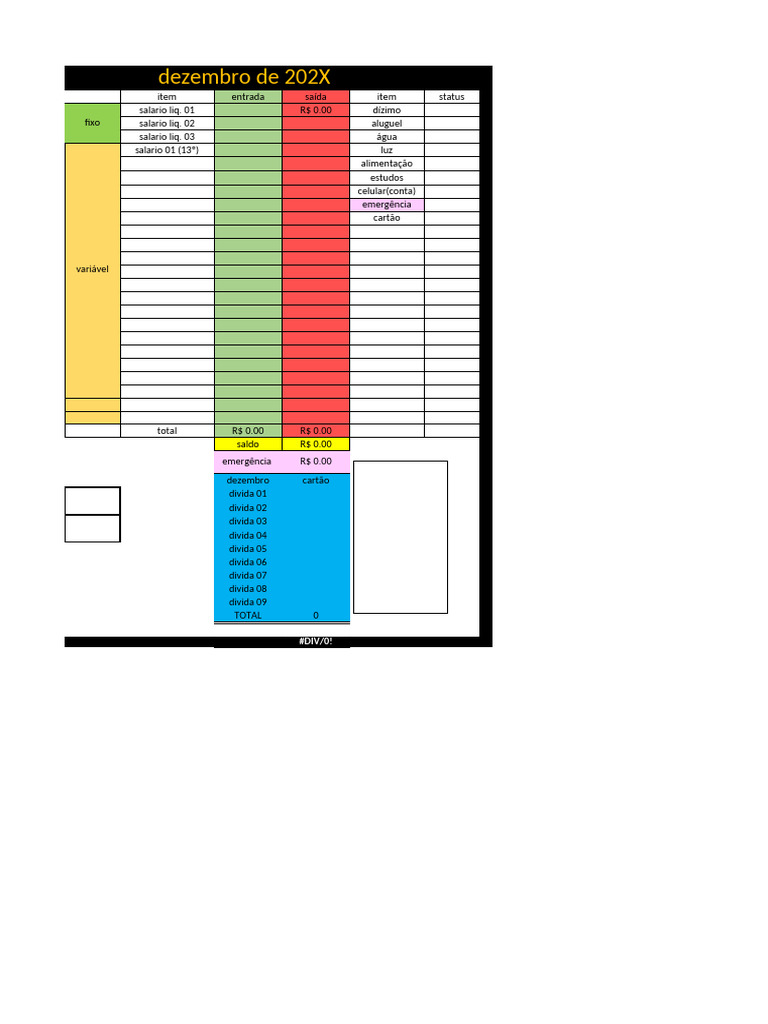 Planilha Anual - Zerada | PDF | Economias