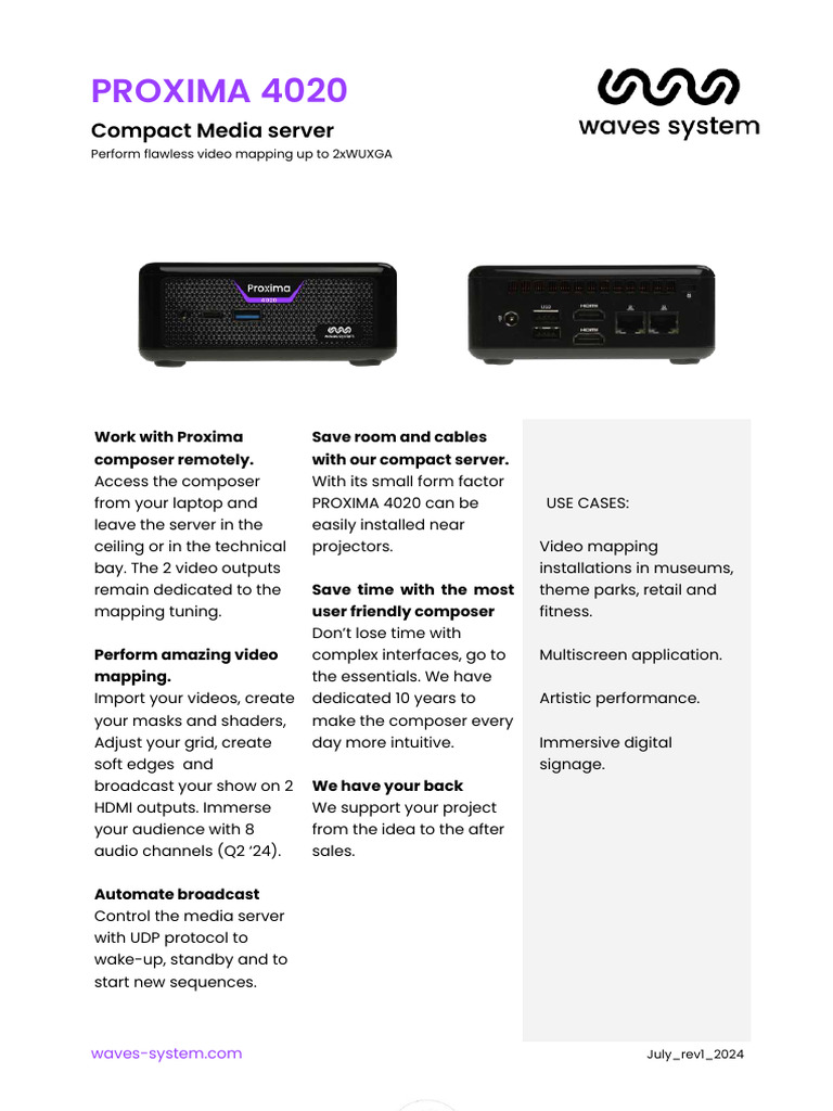 Product-Sheet PROXIMA-4020 JULY Rev1 2024 EN | PDF | Ip Address | Usb