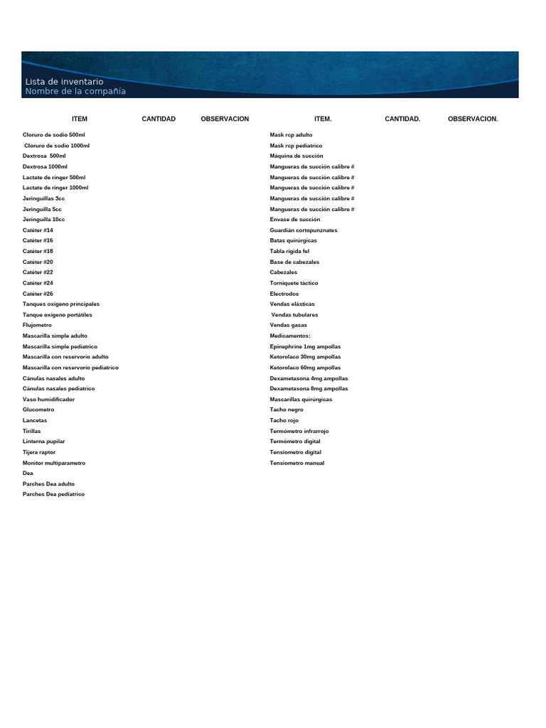 Inventario de Equipos Médicos y Suministros | PDF