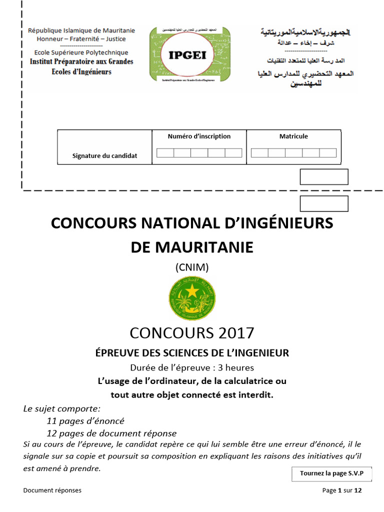 Concours 2017 Si Correction | PDF