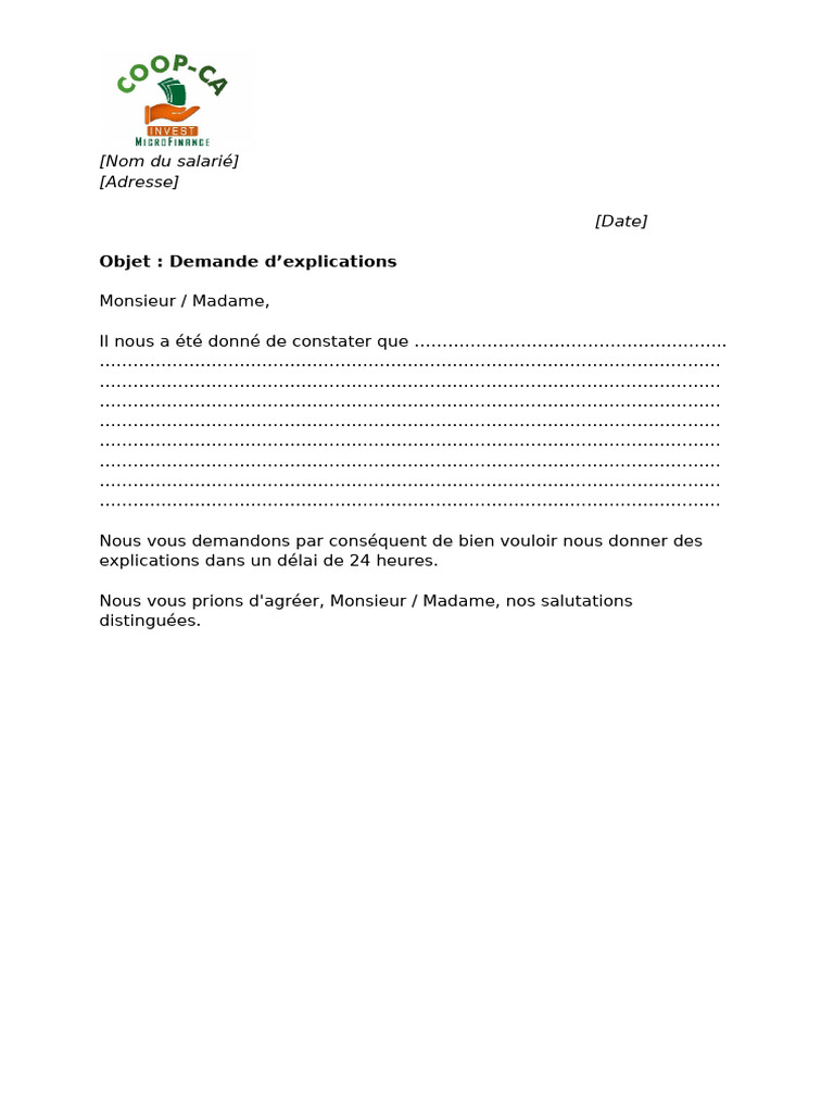 Lettre de Demande D'explications | PDF