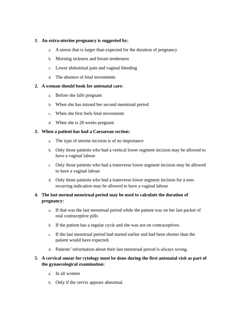 model exam | PDF | Uterus | Pregnancy