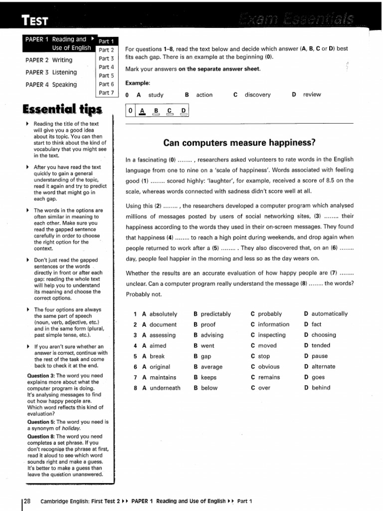 FCE - Online Test 2 | PDF