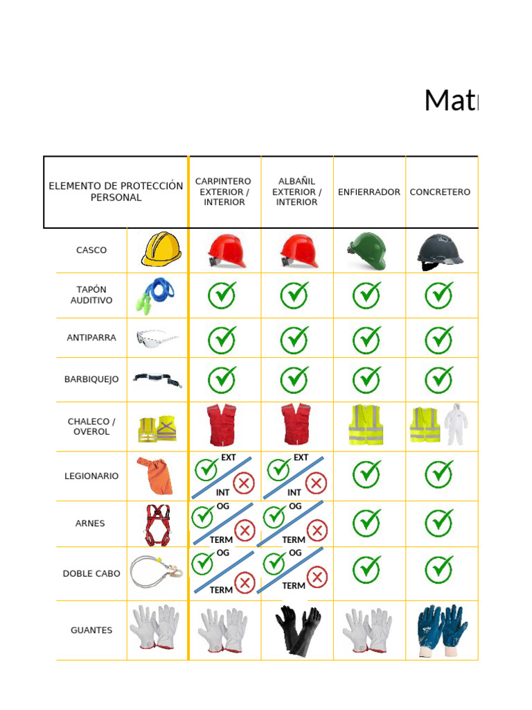 Matriz de EPP Por Cargo | PDF