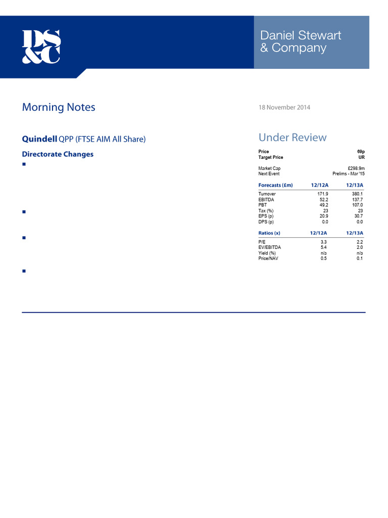 Morning Note DS 18 Nov 14 QPP | PDF | Investing | Securities (Finance)