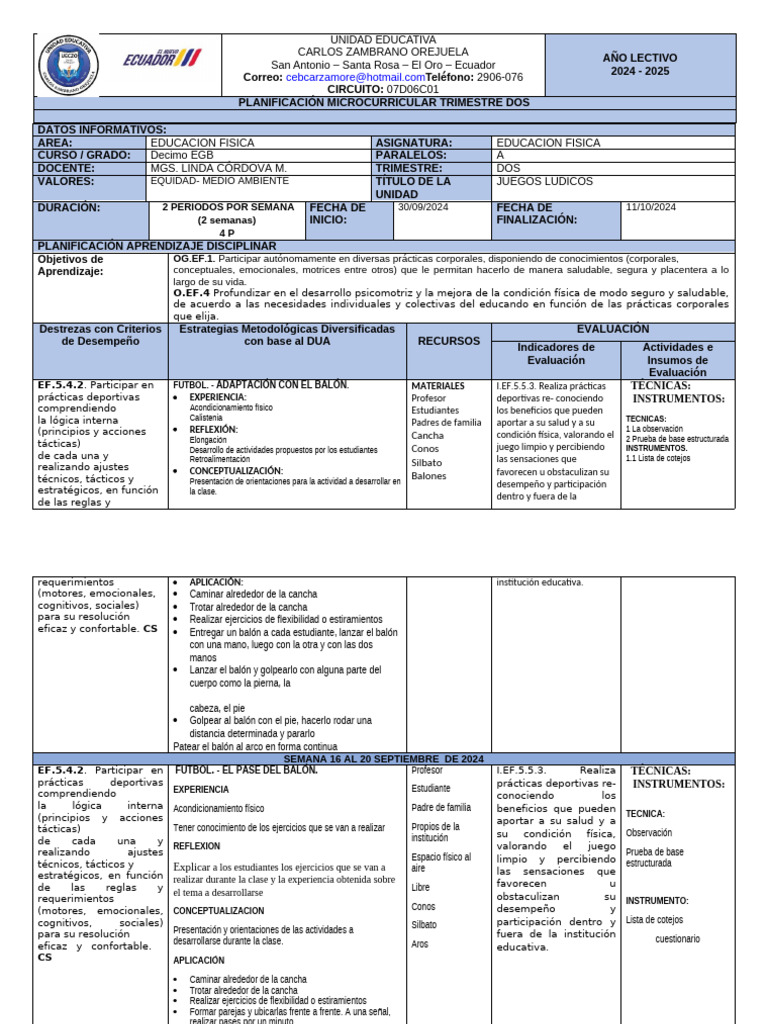 Planificación Micro - Dua .... Eeff-3 | PDF | Evaluación | Maestros