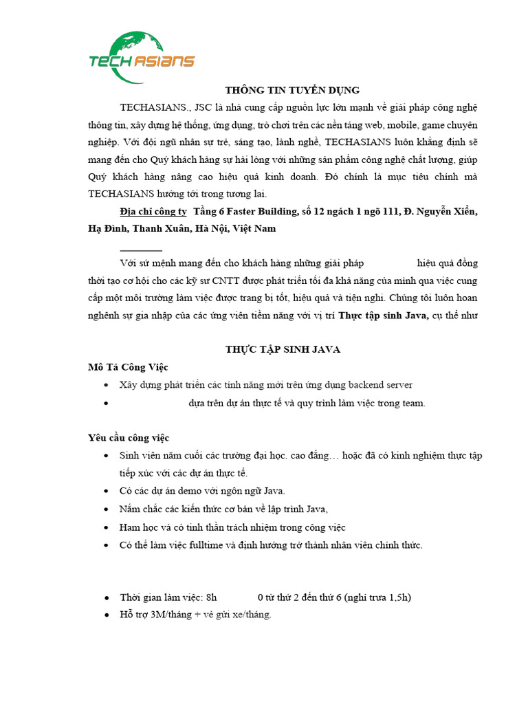 JD - TechAsians - TTS - Java | PDF