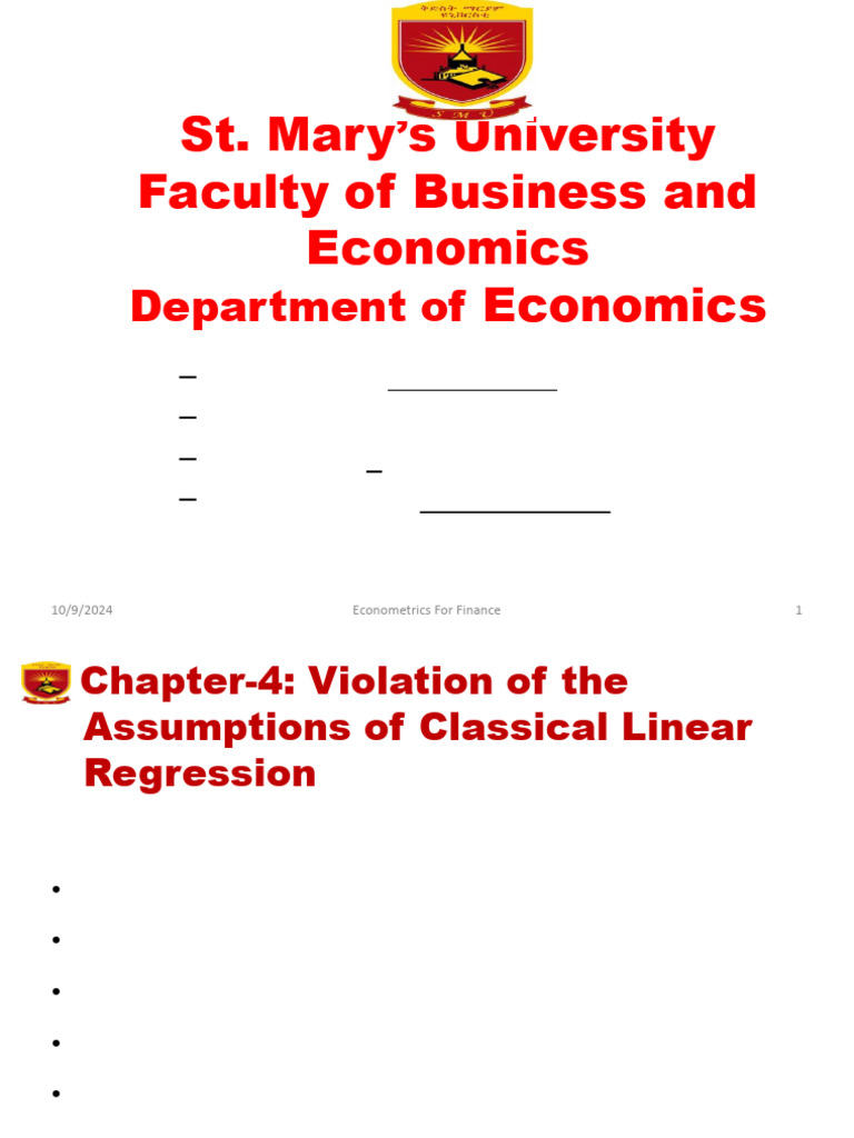 Econometrics For Finance Chapter 4 | PDF | Errors And Residuals | Regression Analysis