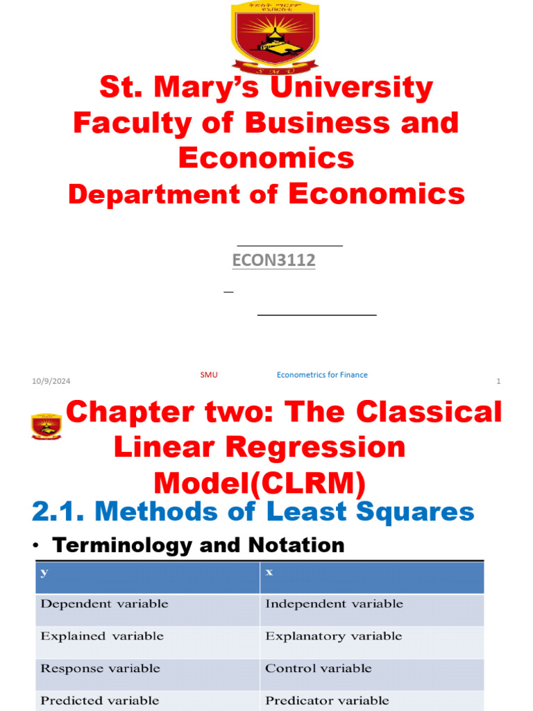 Econometrics for Finance Chapter 2 | PDF | Linear Regression | Econometrics Econometrics for Finance Chapter 2 | PDF | Linear Regression | Econometrics