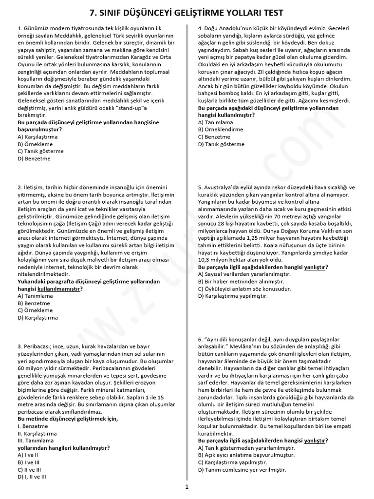 Düşünceyi Geliştirme Yolları-7 | PDF