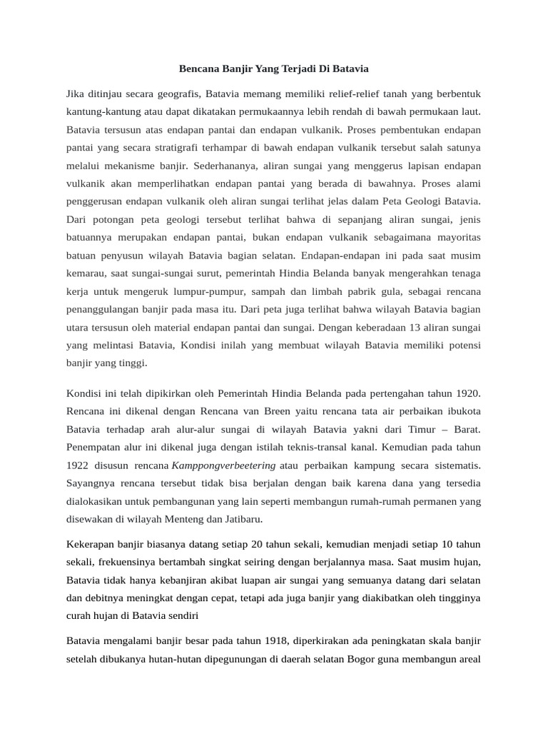 Materi Bencana Banjir Yang Terjadi Di Batavia | PDF