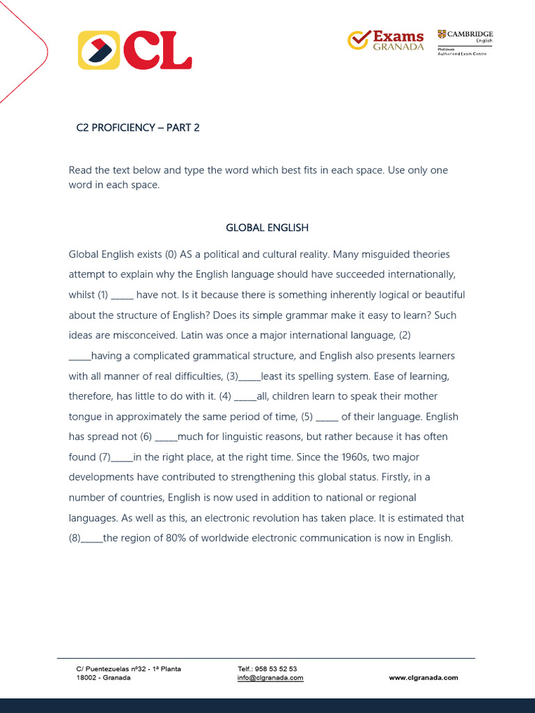C2 Proficiency Reading & Uoe Part 2 - Global English-1 | PDF