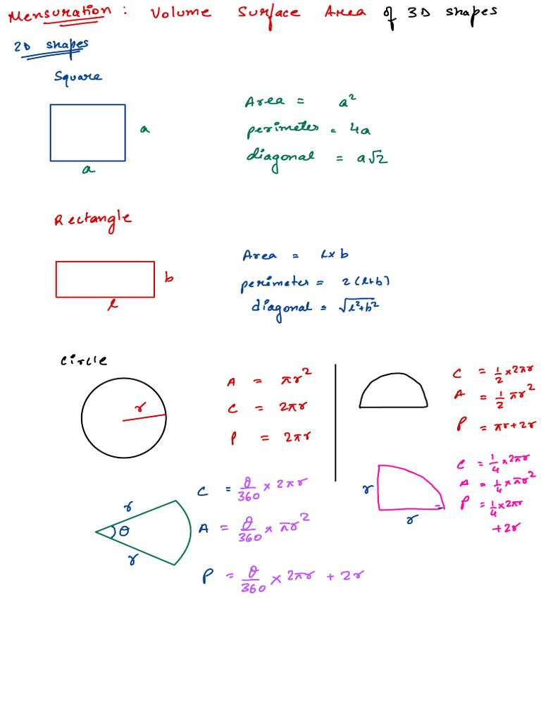 Mensuration 2 Pdf Area Geometric Shapes
