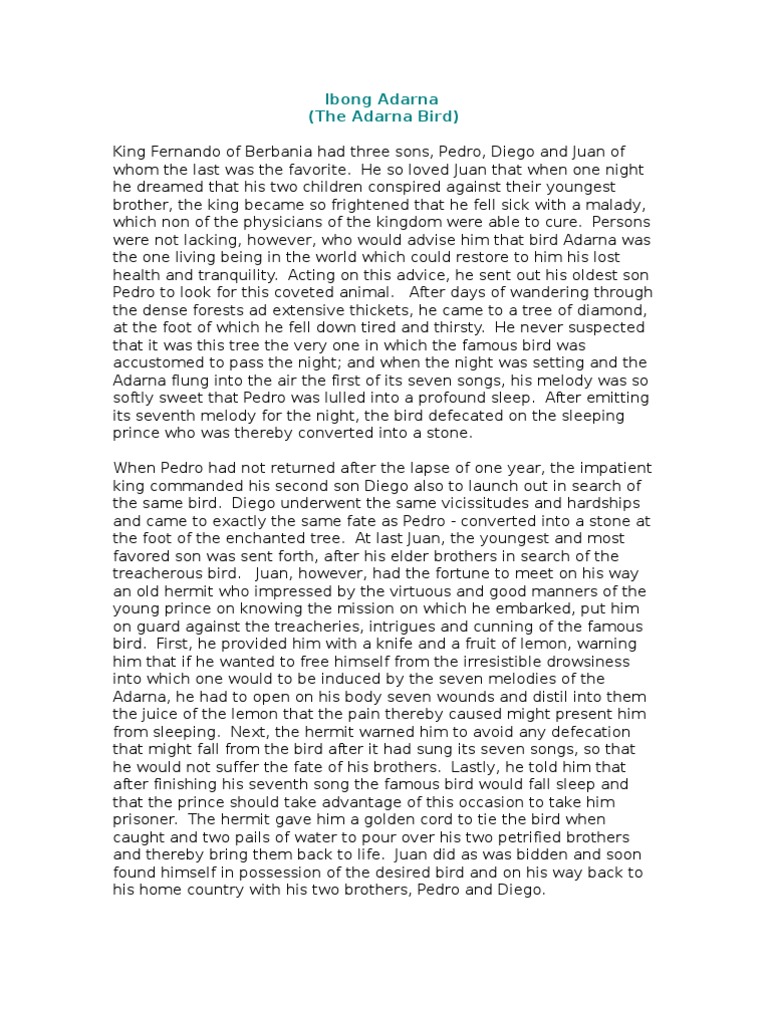 Ibong Adarna Script Pdf