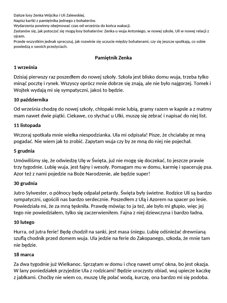 Dalsze Losy Zenka Wójcika I Uli Zalewskiej | PDF