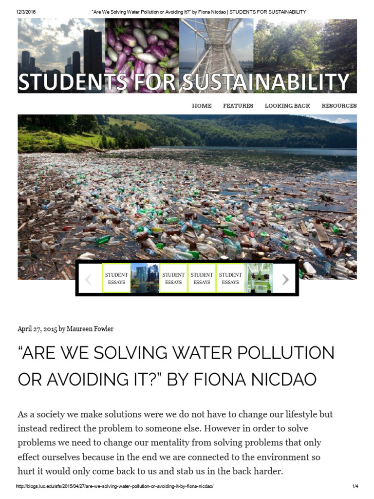 "Are We Solving Water Pollution or Avoiding It - " by Fiona Nicdao ...