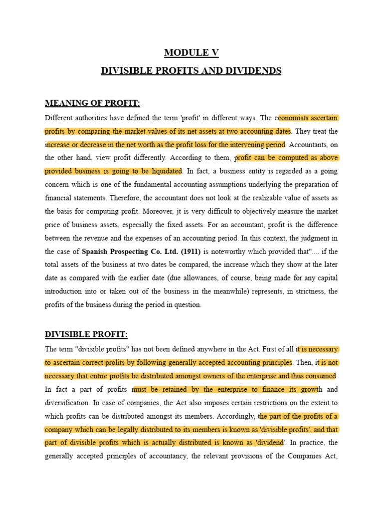 Module V | PDF | Dividend | Financial Economics