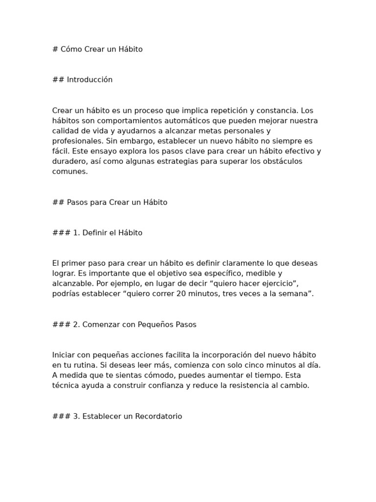 Crea Un Hábito | PDF | Comportamiento | Sicología