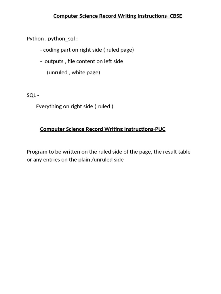 CS Record Writing Instructions | PDF