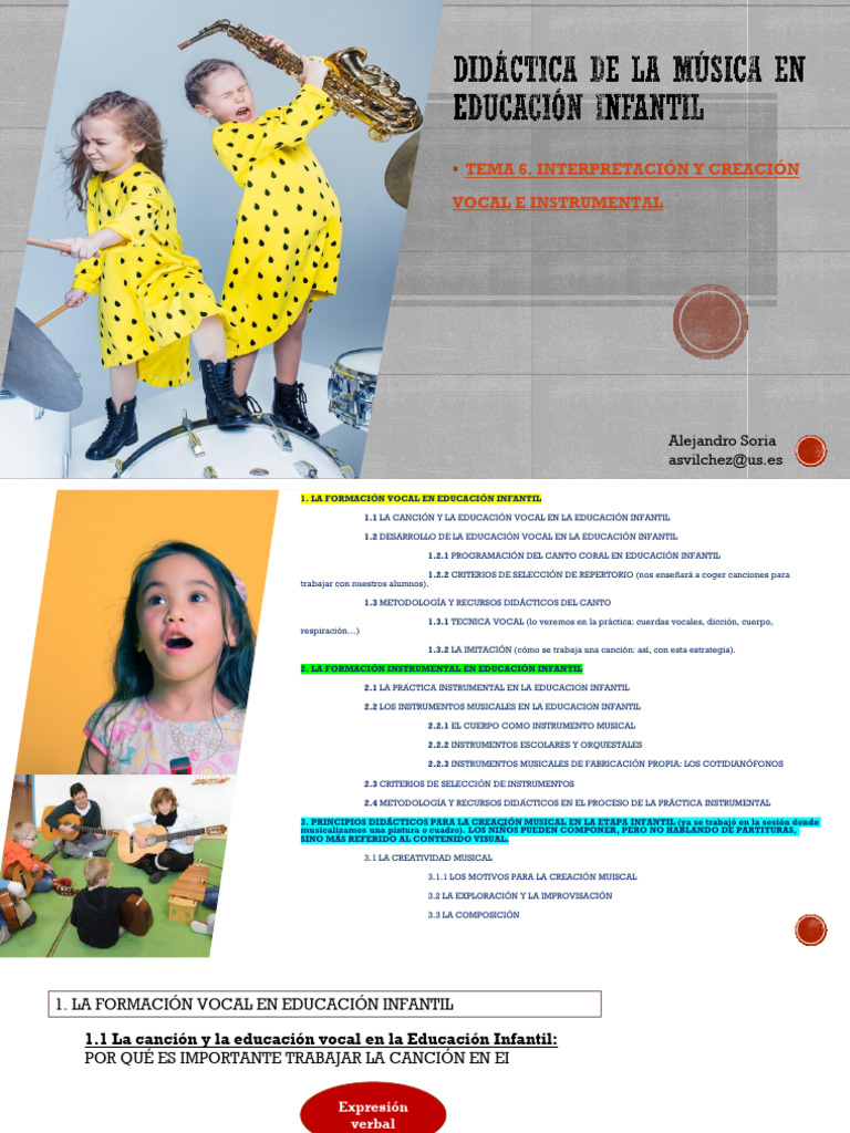 Tema 6. Interpretación y Creación Vocal e Instrumental | PDF ...