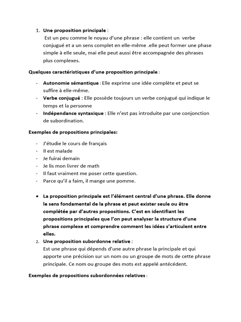 Comprendre la proposition principale | PDF | Clause | Phrase