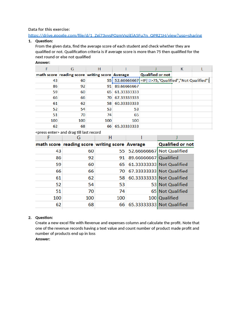 Exercises On Logical Function | PDF