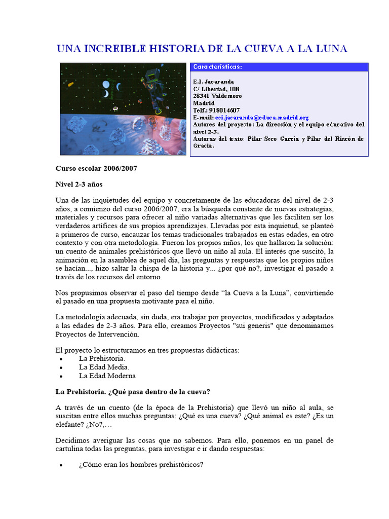 Una Increible Historia de La Cueva A La Luna | PDF | Arte roquero | Salón de clases