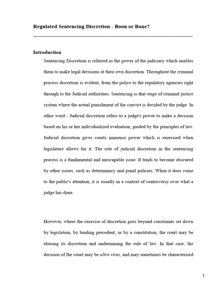 Regulated Sentencing Discretion Boon or Bane | PDF | Sentence (Law ...