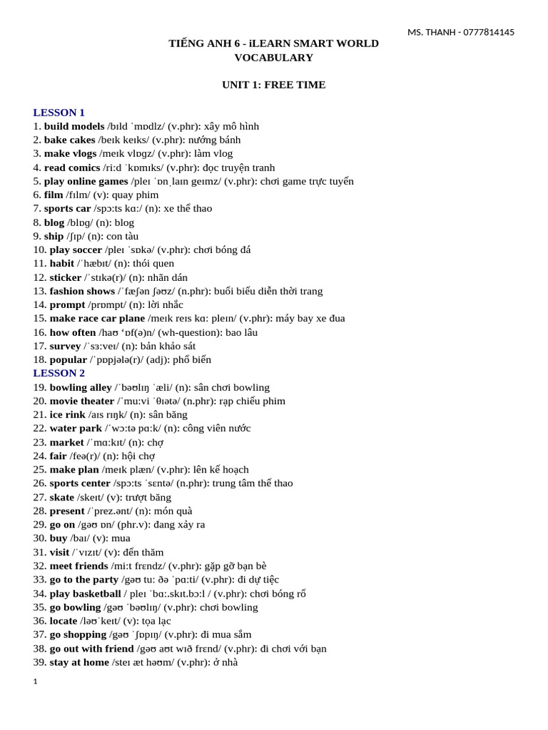 7 Ilearn - VOCA Unit 1-5 | PDF