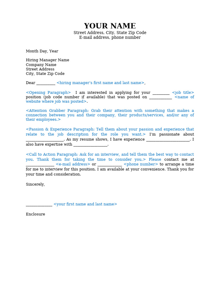 Cover Letter - Blank Template | PDF | Marketing | Promotion And ...