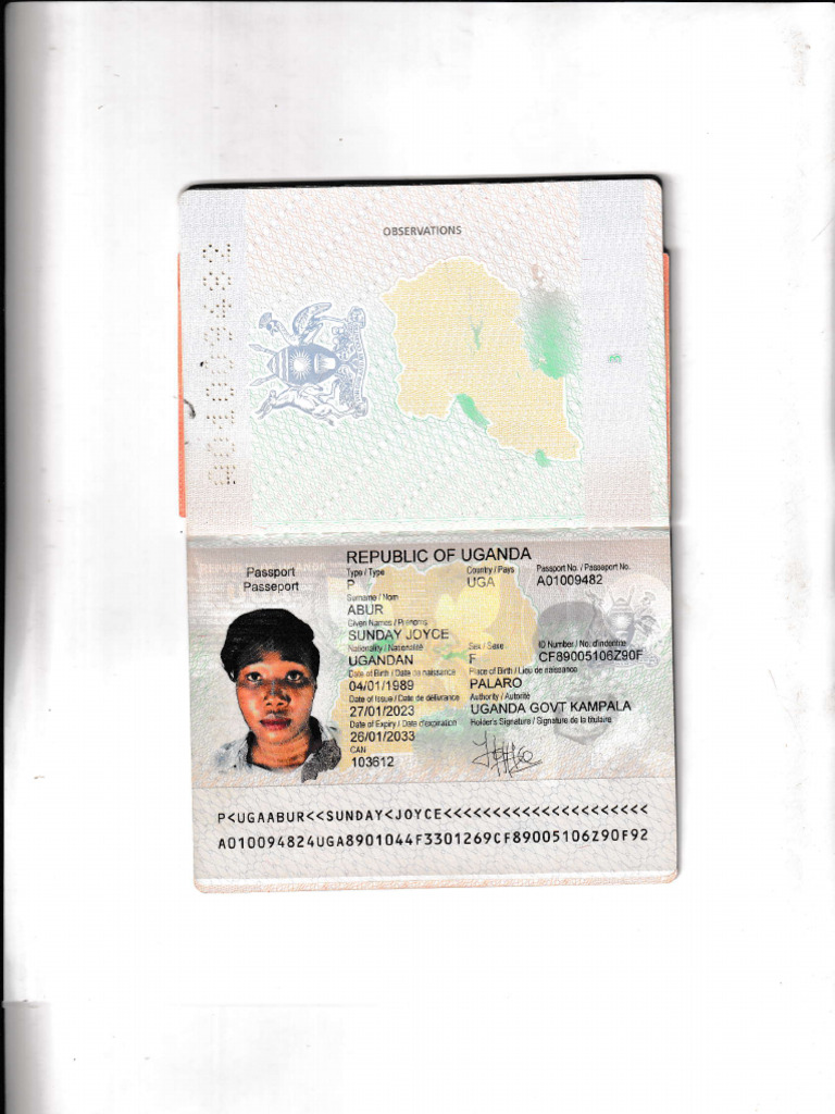Ugandan Passport Sample 2023 | PDF
