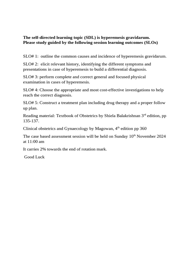 SDL - Hyperemesis Gravidarum | PDF