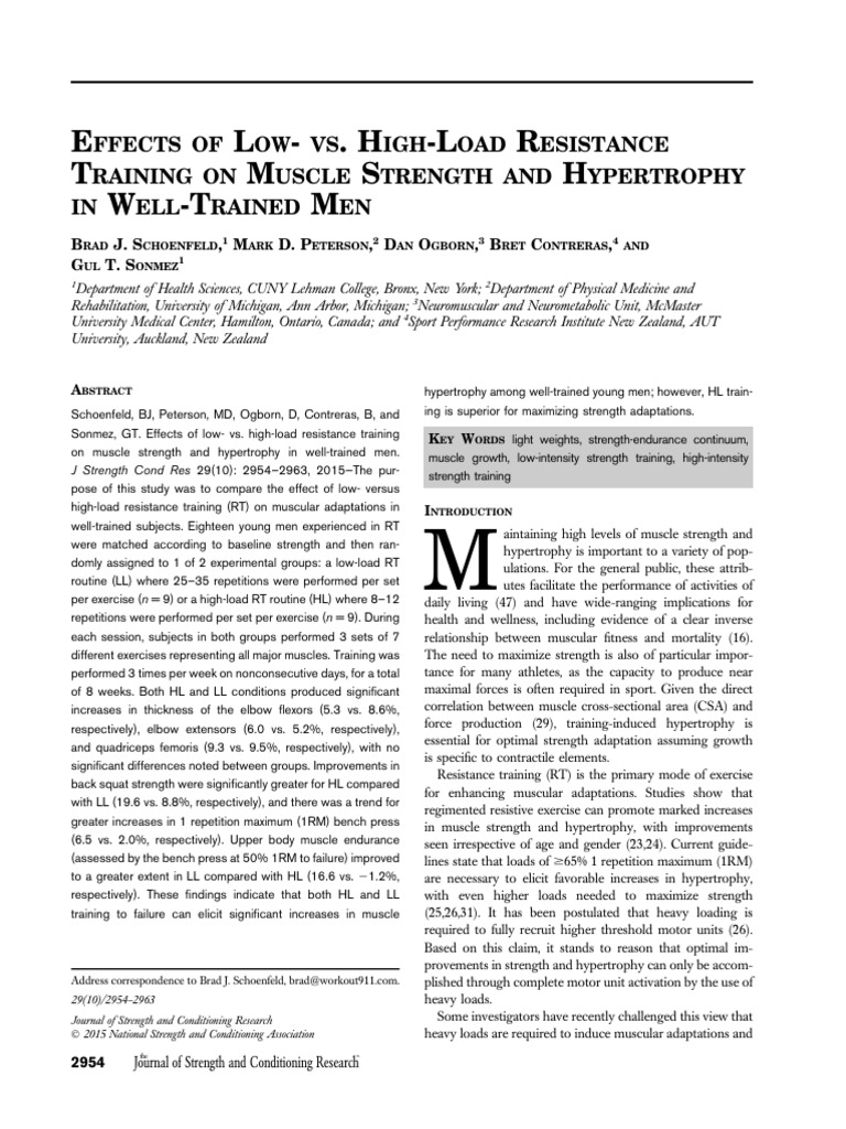 Effects of Low Vs High Load Resistance Training.36 | PDF | Strength ...