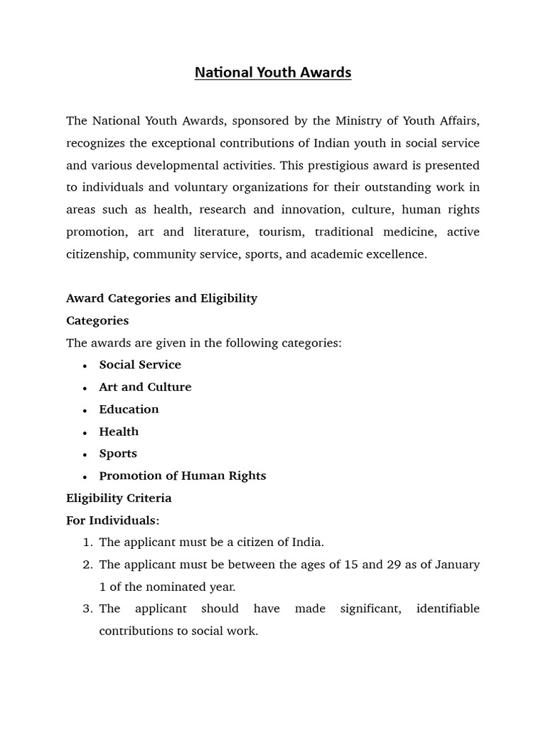 National Youth Awards Pdf International Law Government And Personhood