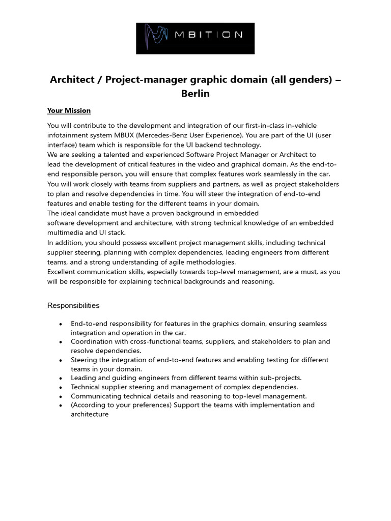 MBition Architect Project Manager Graphic Domain | PDF | User Interface ...