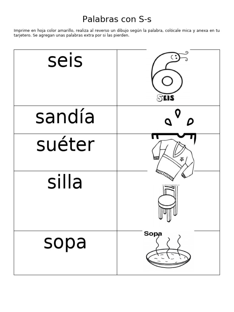 Palabras Con S y M | PDF