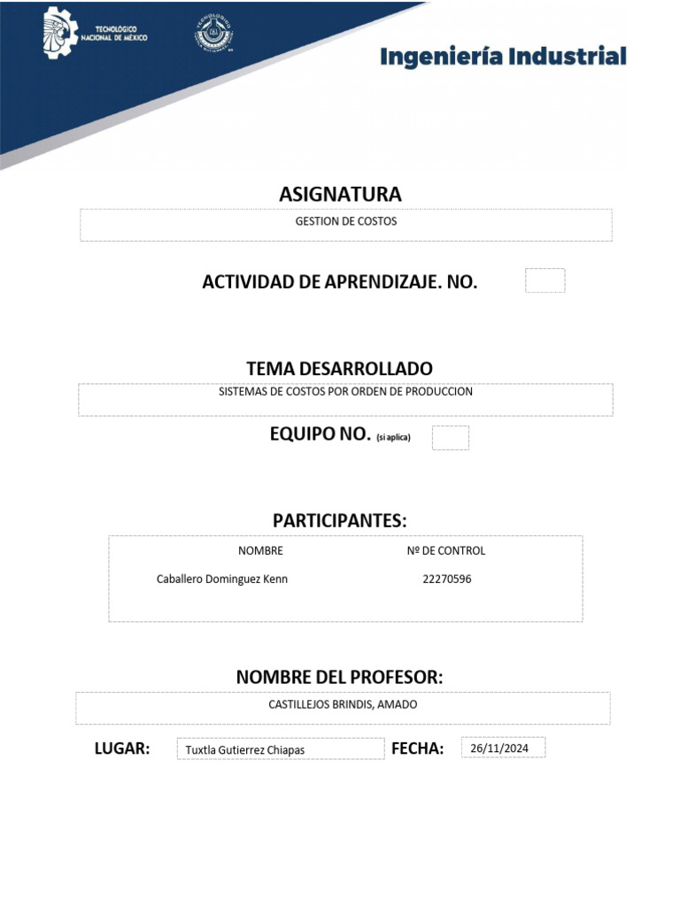 Gestion de Costos Kenn Caballero | PDF